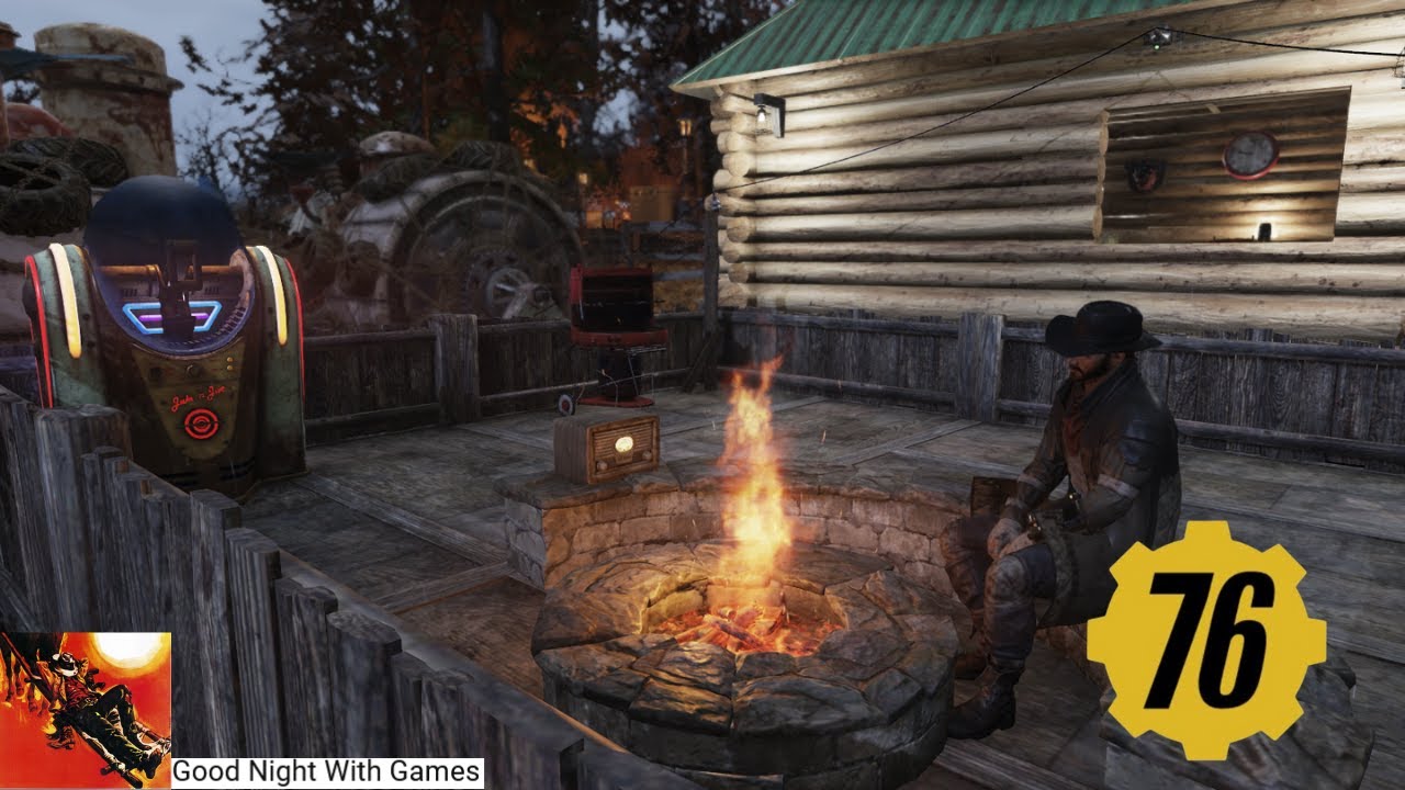 Fallout 76- One night at the Cordel ranch - Music radio, distant animal ...
