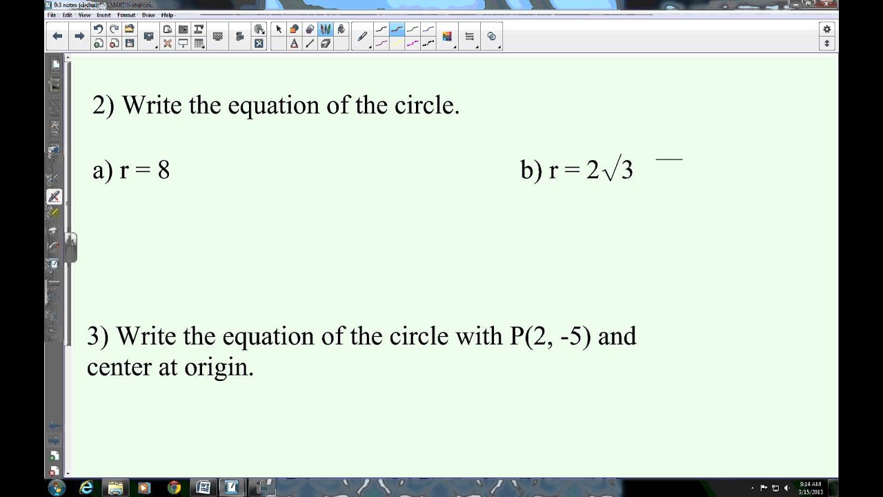 9 3 Graphing and Writing equations of circles - YouTube