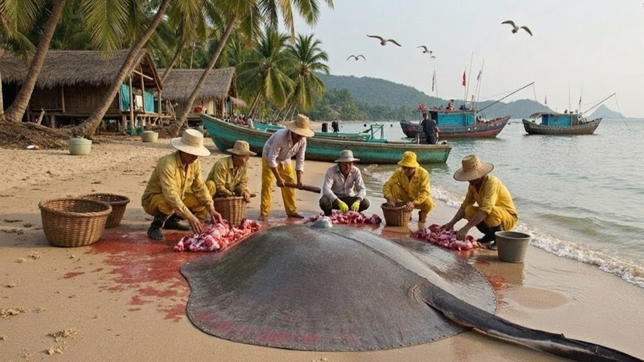 Catching a giant stingray in the open sea – A spectacular battle! - YouTube