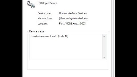 Khắc phục lỗi this device cannot start code 10