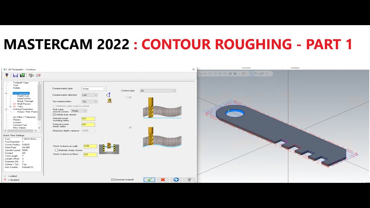 MASTERCAM 2022: CONTOUR ROUGHING : PRACTICAL & TROUBLESHOOTING - YouTube