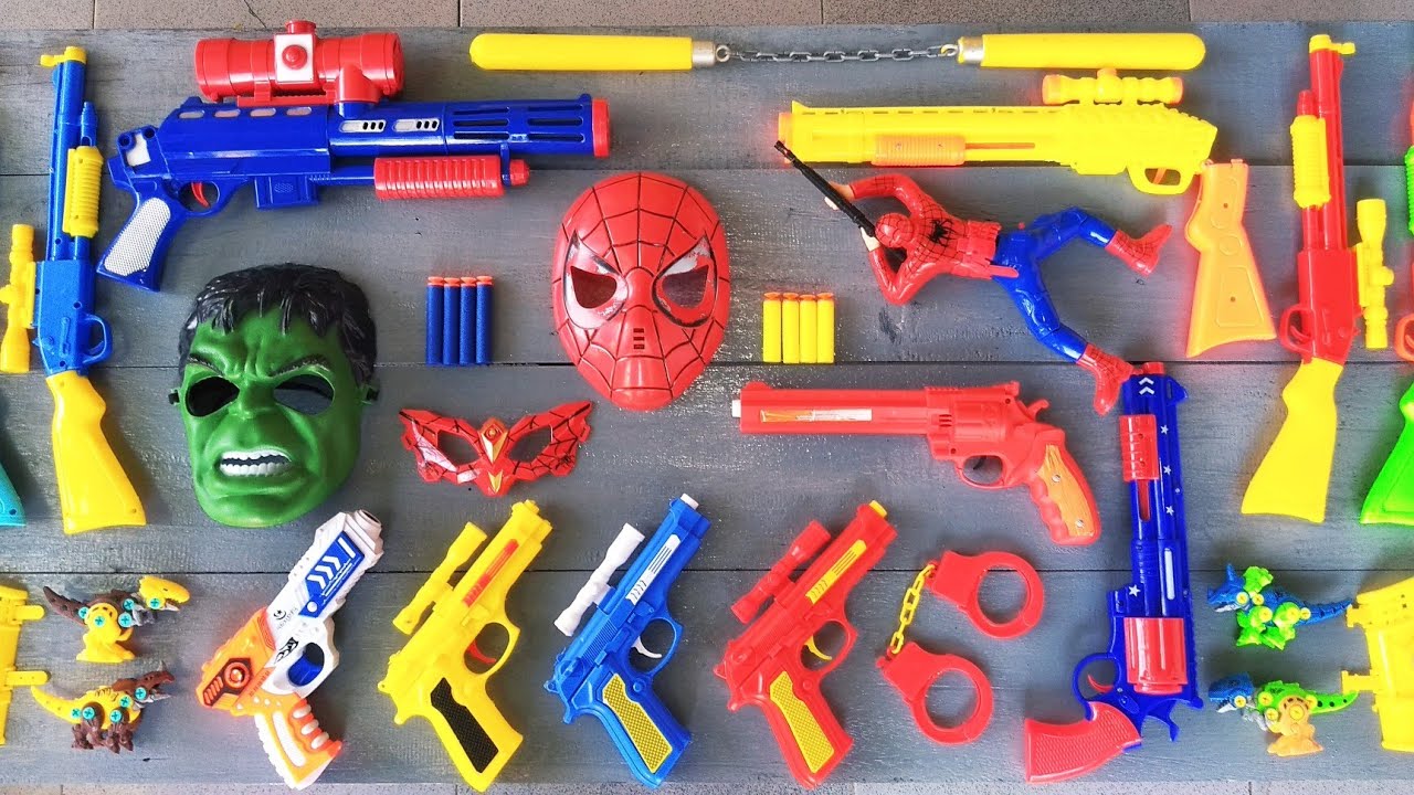 Gun, Softgun, Handcuff, weapon, bullet, mask, spiderman, pistol, nerf ...