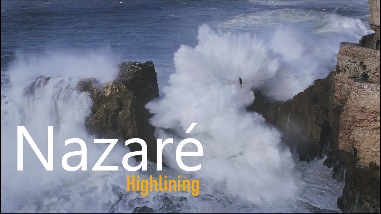 Insane Highline over Big Waves Nazare - Slackline - YouTube