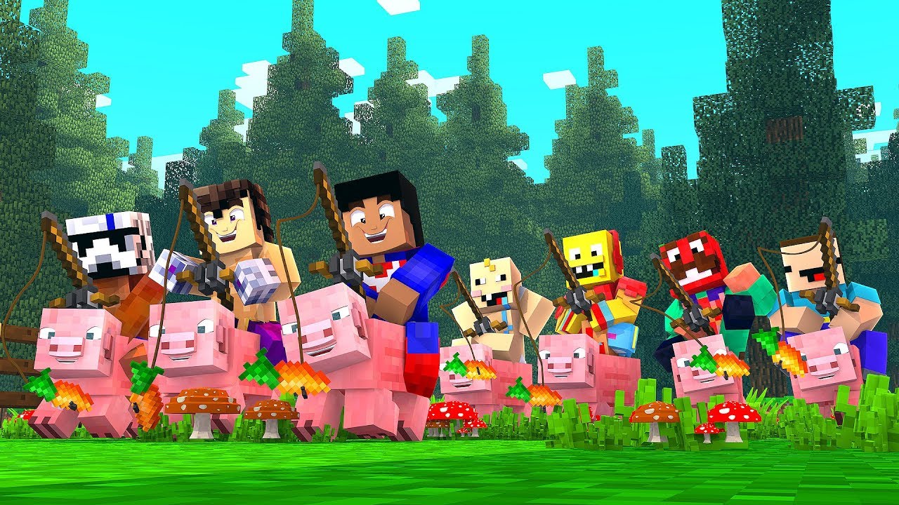 *MINECRAFT CON NOOBS* LA CARRERA DE CERDOS 🐷 - YouTube