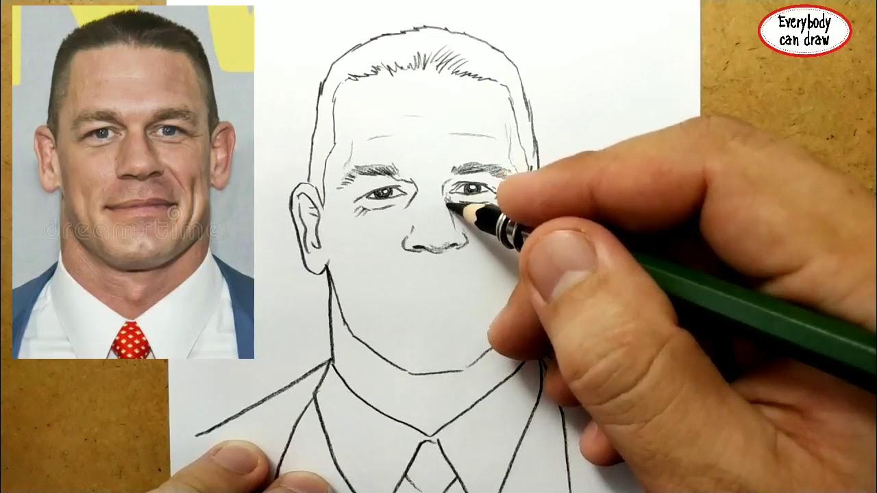 Very Easy How To Draw John Cena Learn Drawing Academy Youtube