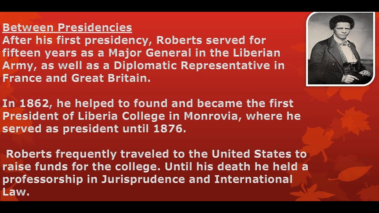 President Joseph Jenkins Roberts' Birthday (March 15) - YouTube