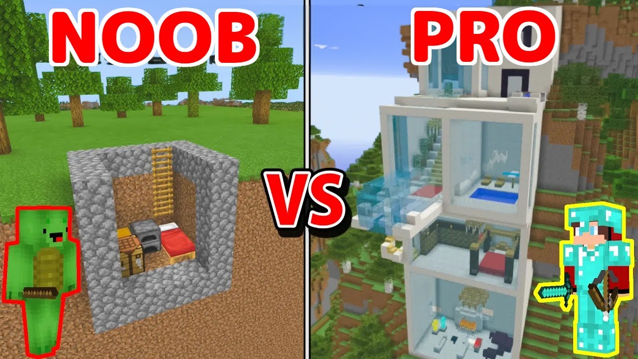 Minecraft NOOB vs PRO: MODERN MOUNTAIN HOUSE BUILD CHALLENGE - YouTube