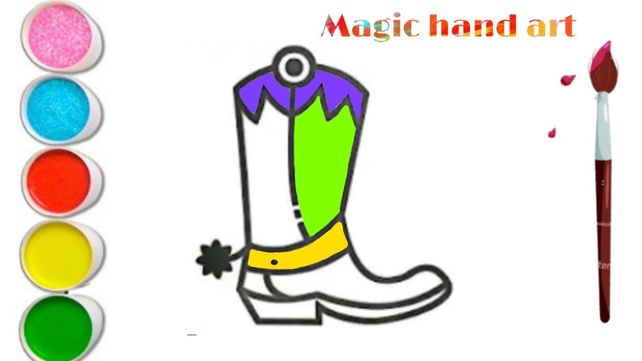 Drawing a cute Cowboy Boot | drawing and painting for kids, toddlers ...