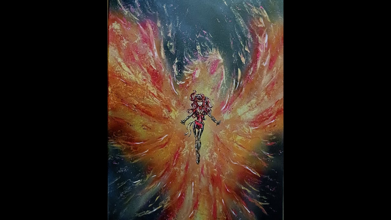 X-Men The Phoenix Force Jean Grey spray paint/acrylic speedpaint - YouTube