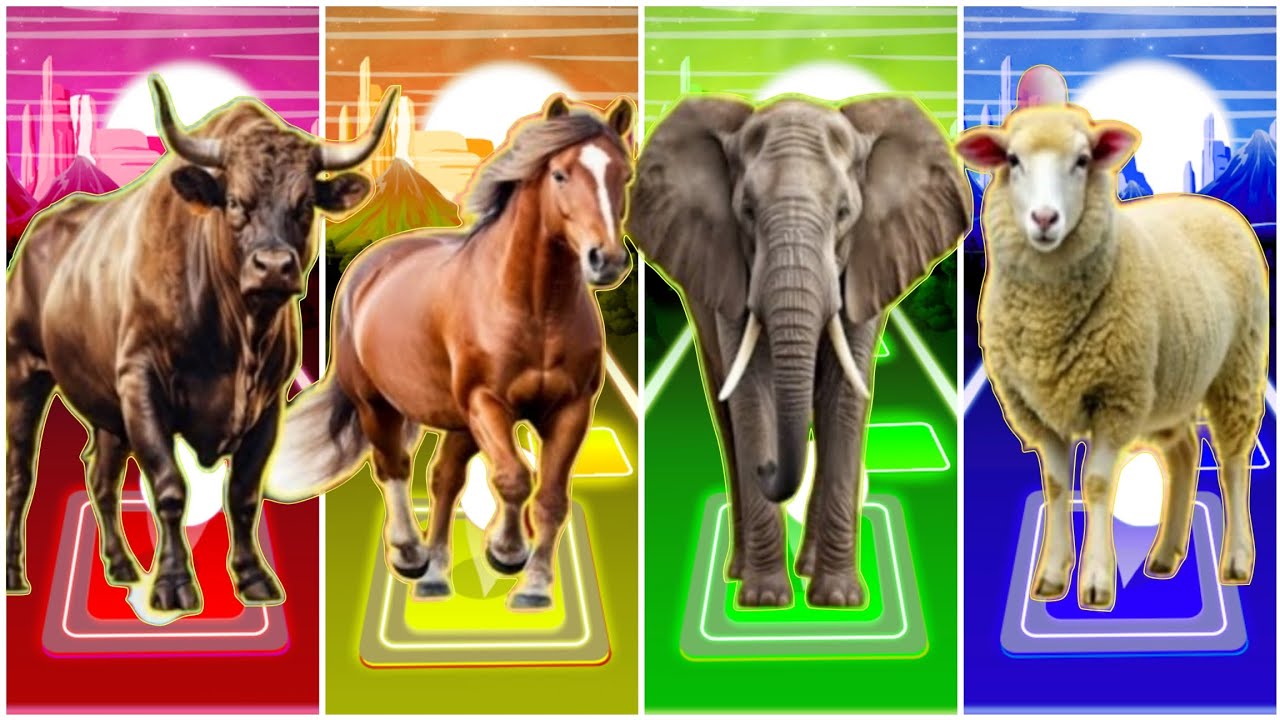 Funny Cow🐄 🆚 Funny Horse🐎 🆚 Funny Elephant🐘 🆚 Funny Goat🐐Tiles Hop EDM Rush #tileshop # ...