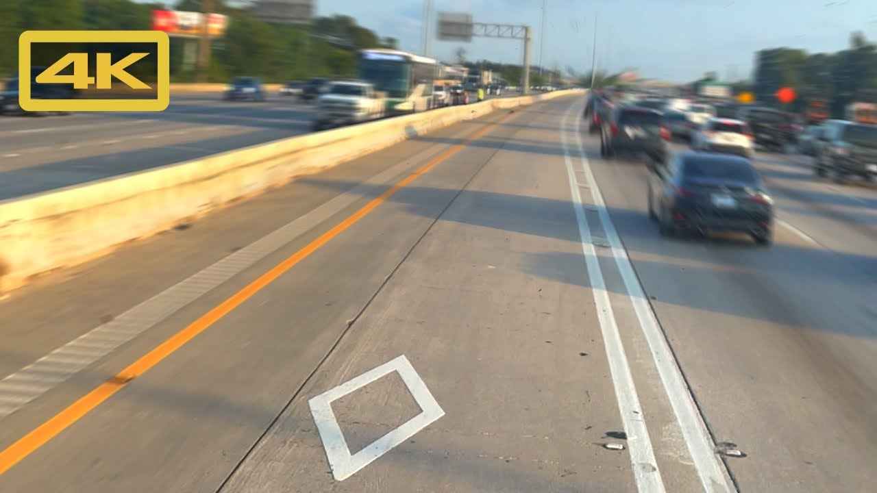 The Woodlands and Conroe I-45 Carpool HOV Lane to Downtown Houston, 4K ...
