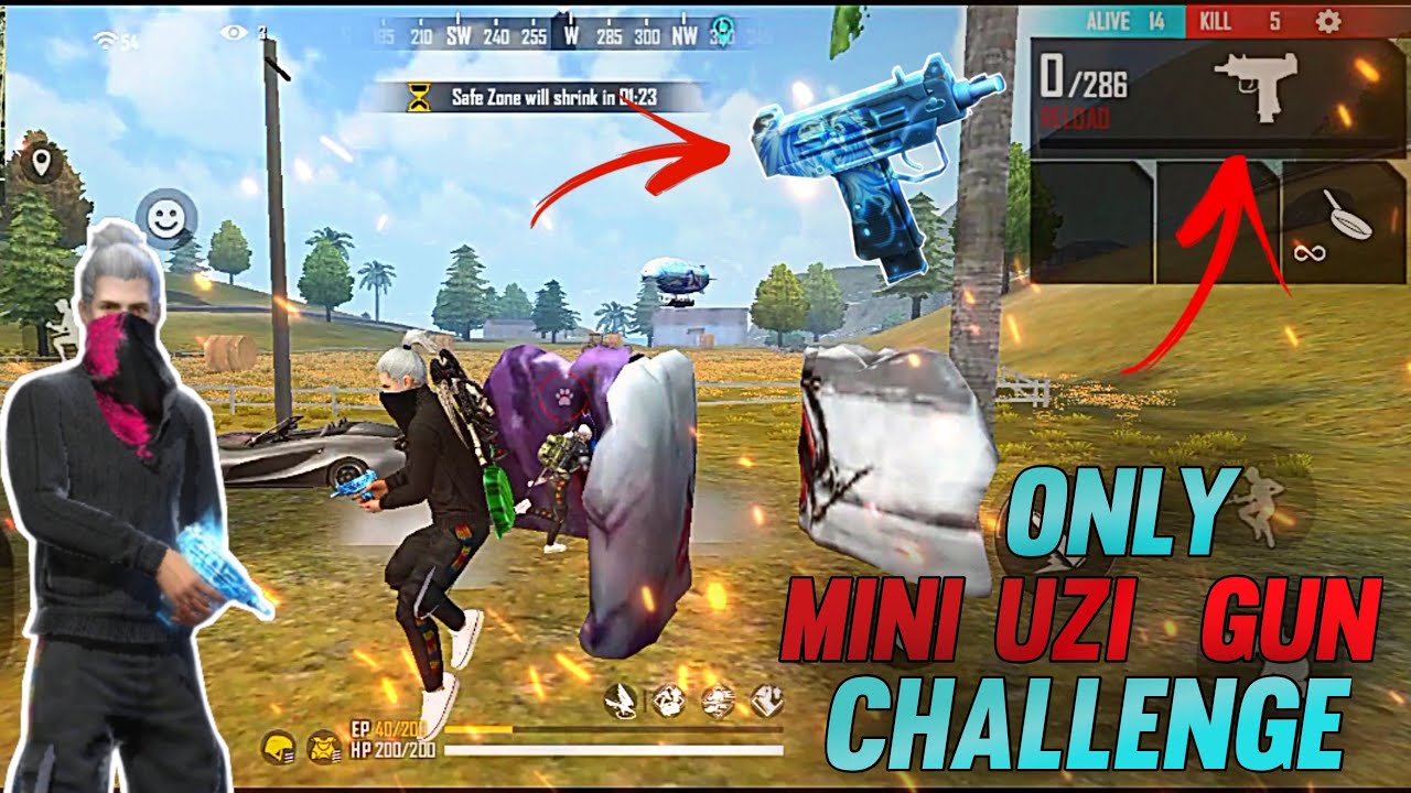 Only Mini Uzi Gun Challenge || Mini Uzi New Skin Gameplay Free Fire ...