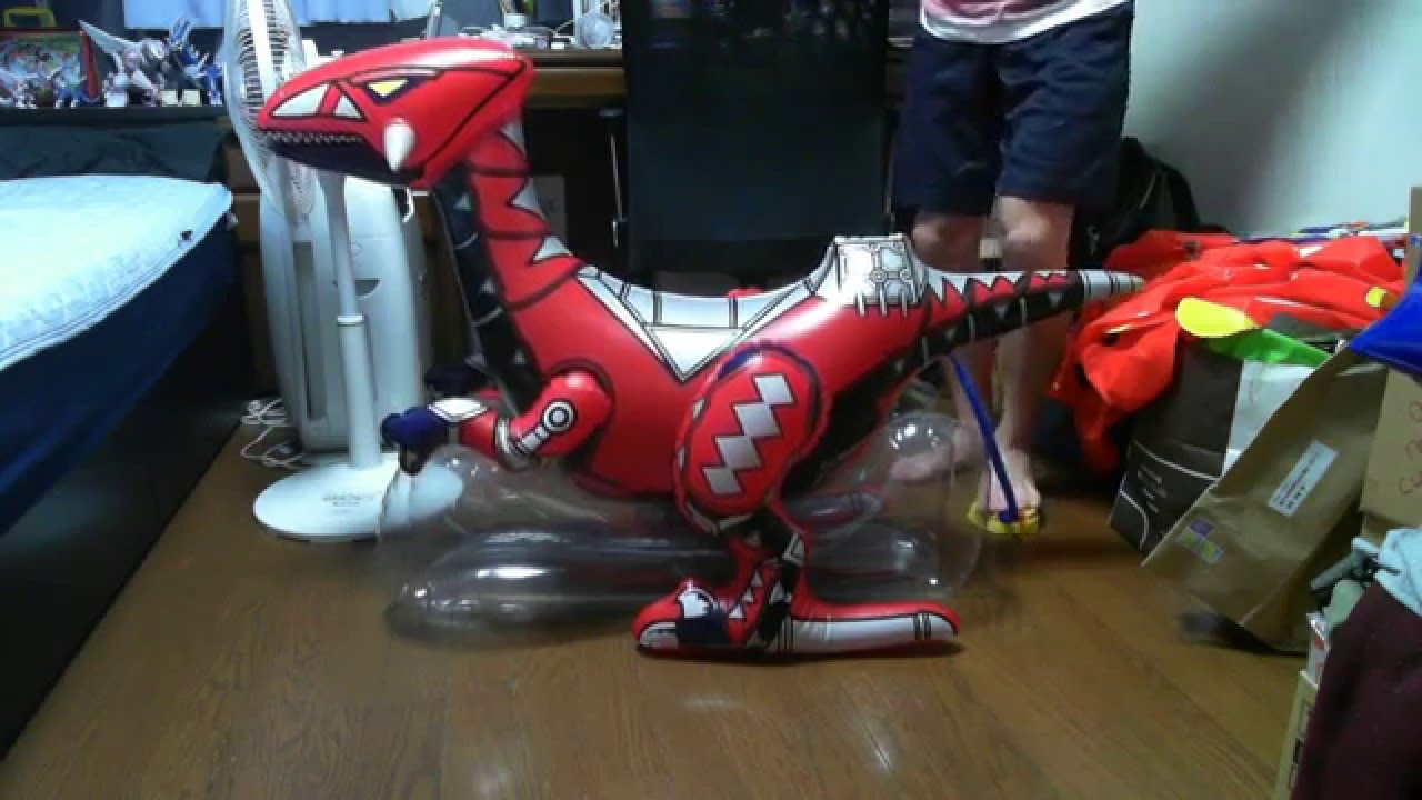 Inflatable dinosaur inflation - YouTube