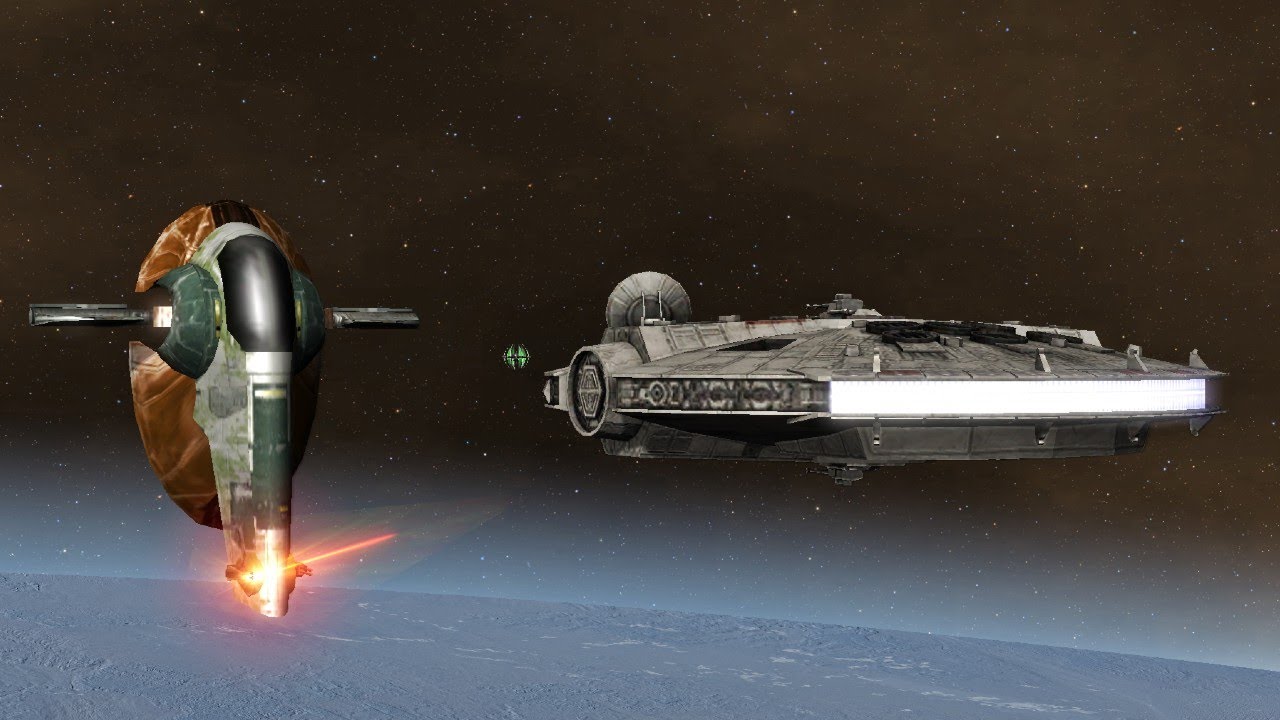 Millennium Falcon vs Slave I - Star Wars: Empire At War Remake NPC ...
