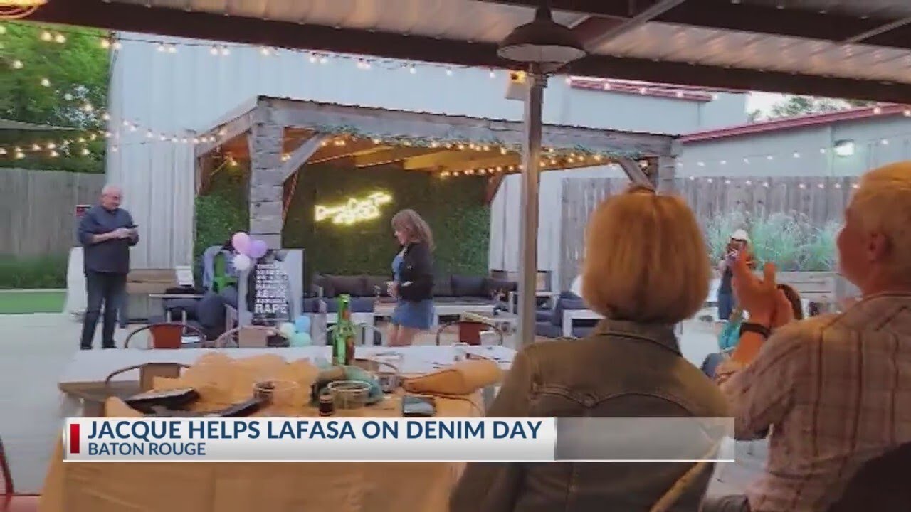 Jacque Jovic sports denim in helping the Louisiana Foundation Against ...