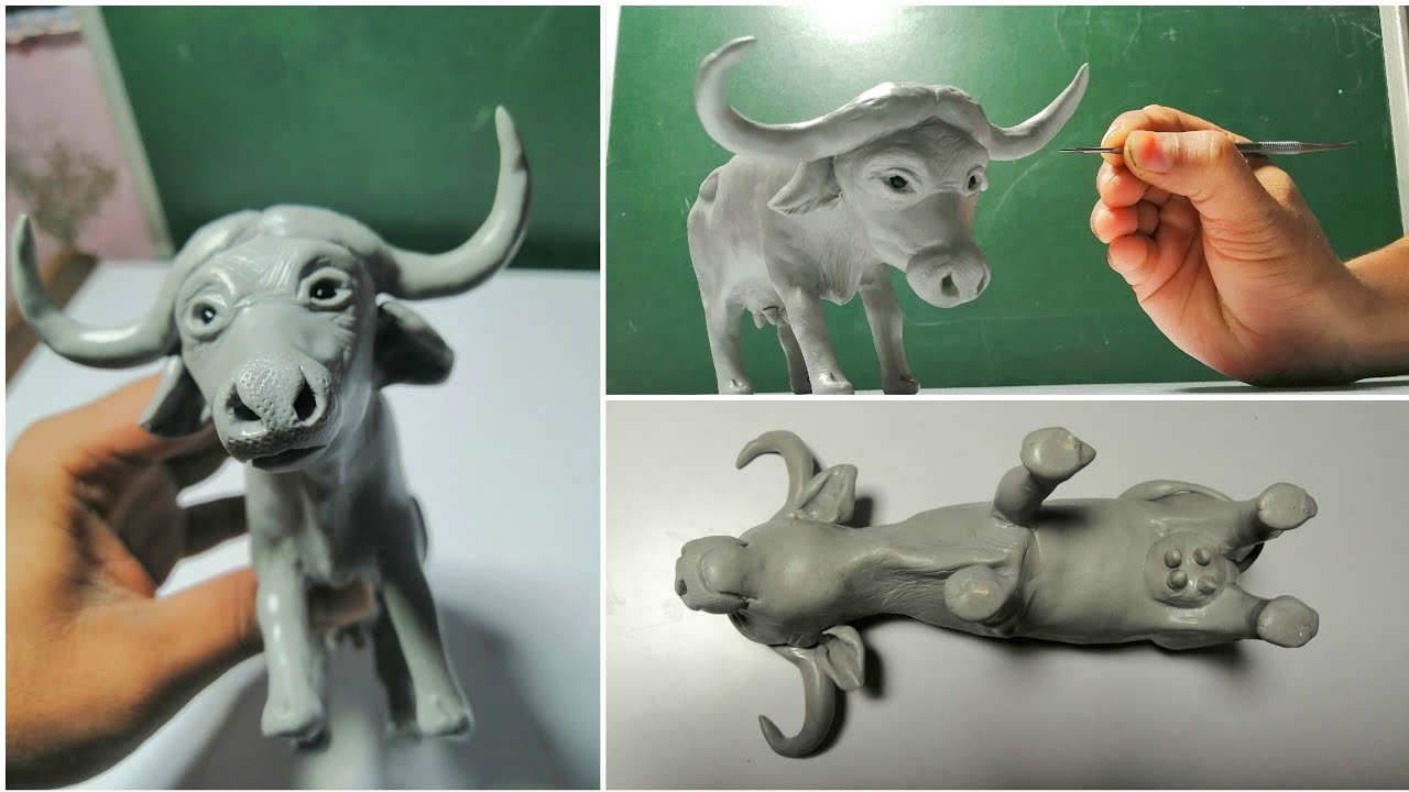 Sculpting Clay Animal - Buffalo from Clay | Clay Sculpture | Clay ...