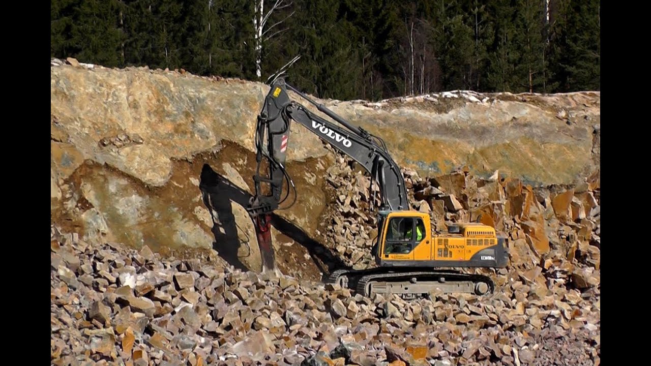 Volvo EC360B With Hydraulic Hammer - YouTube