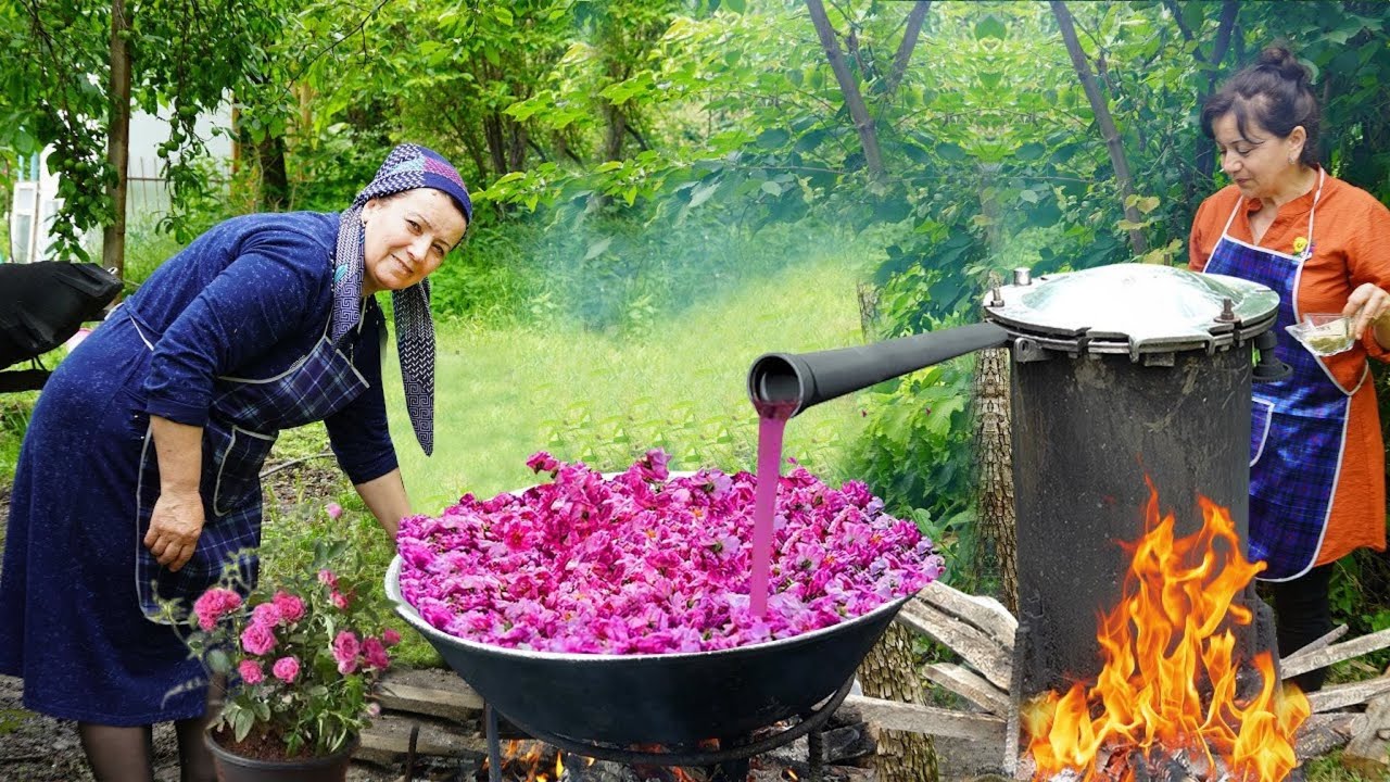 Making Rose Water in the Village - Unusual Way To Prepare Gulab - YouTube