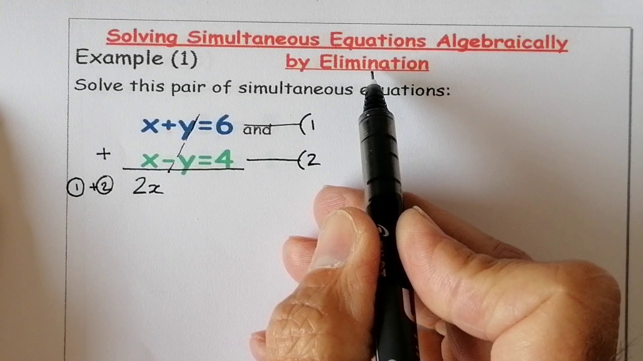 Solving Simultaneous Equations by Elimination 1of2 - YouTube