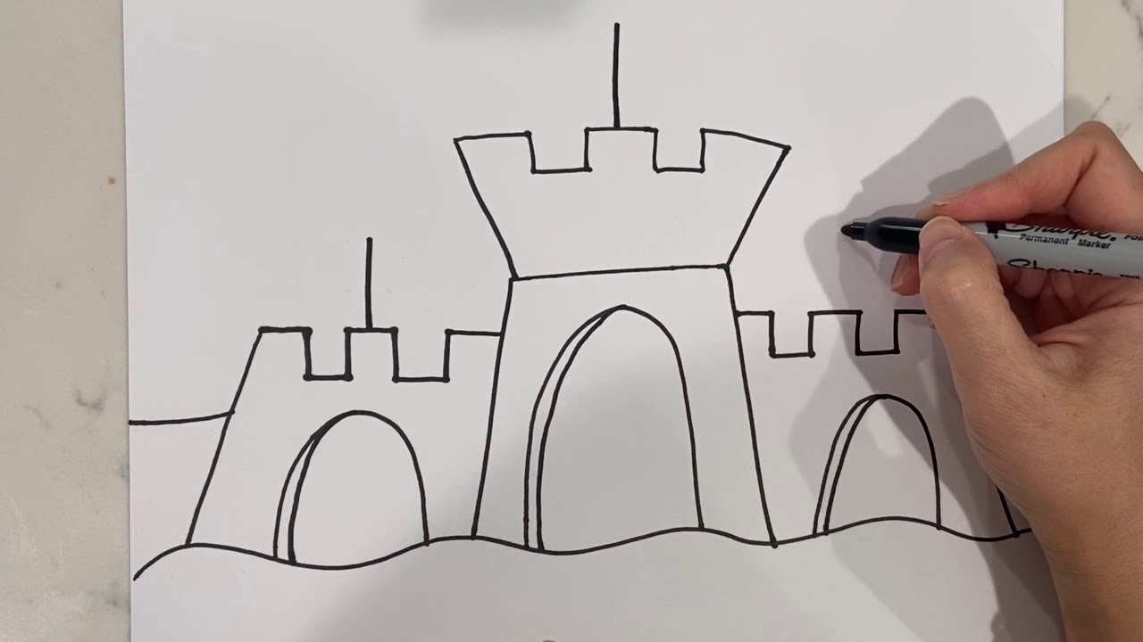 Sandcastle Drawing Instruction - YouTube