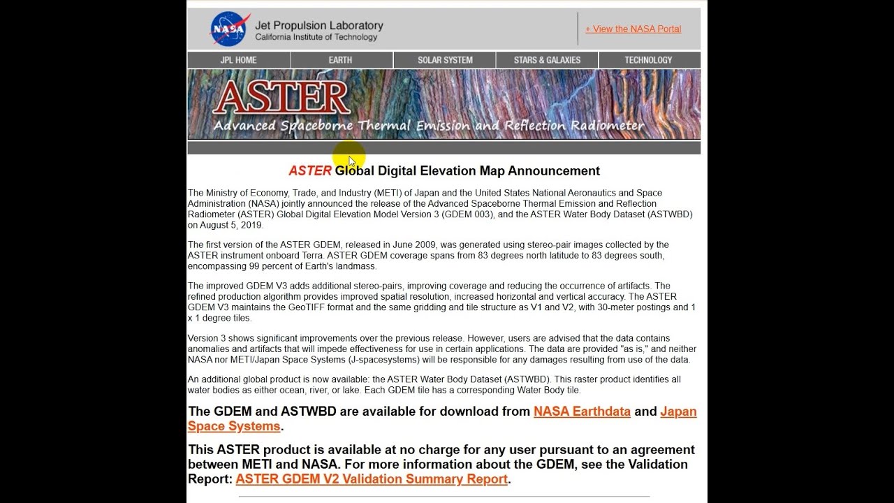 Cara Dowonload ASTER Global Digital Elevation Map Announcement - YouTube