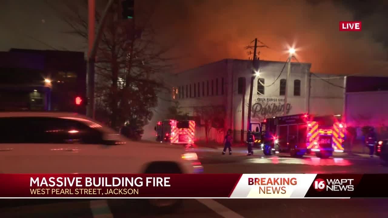 Jackson firefighters battle massive building fire in downtown Jackson ...