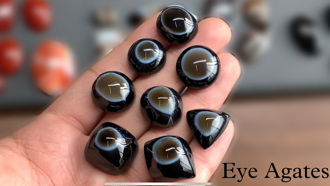 Top grade eye agates cabochon, Eye sulemani hakik , #agatestone #black ...