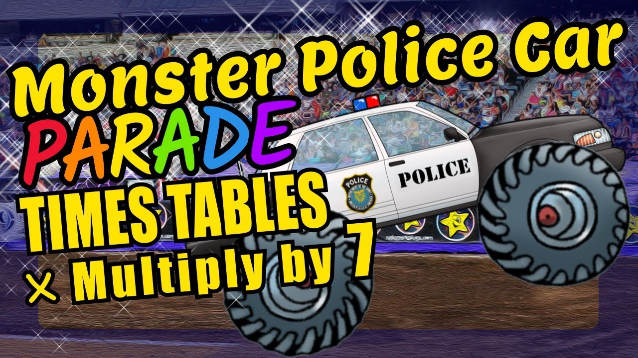 Monster Police Cars Teaching Multiplication Times Tables x7 Educational ...