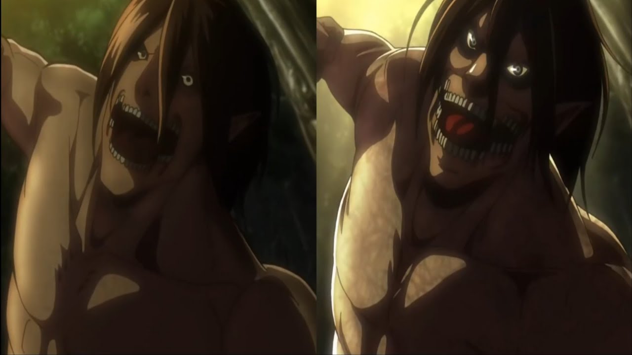 TV vs Blu-Ray (Attack Titan vs Female Titan) comparison - Attack on ...