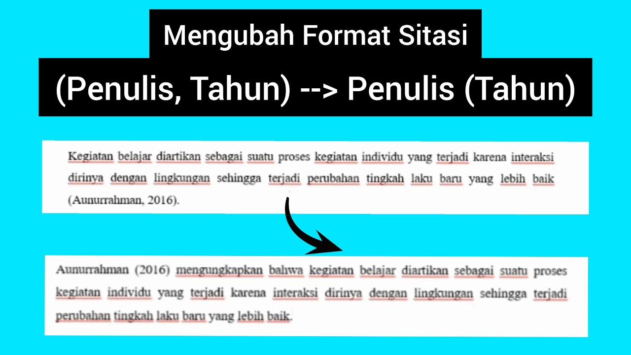 Cara Mengubah Format Sitasi (Penulis, Tahun) menjadi Penulis (Tahun ...