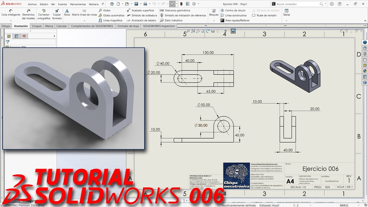 Tutorial Curso Básico Solidworks Principiantes Exercise 006 ...