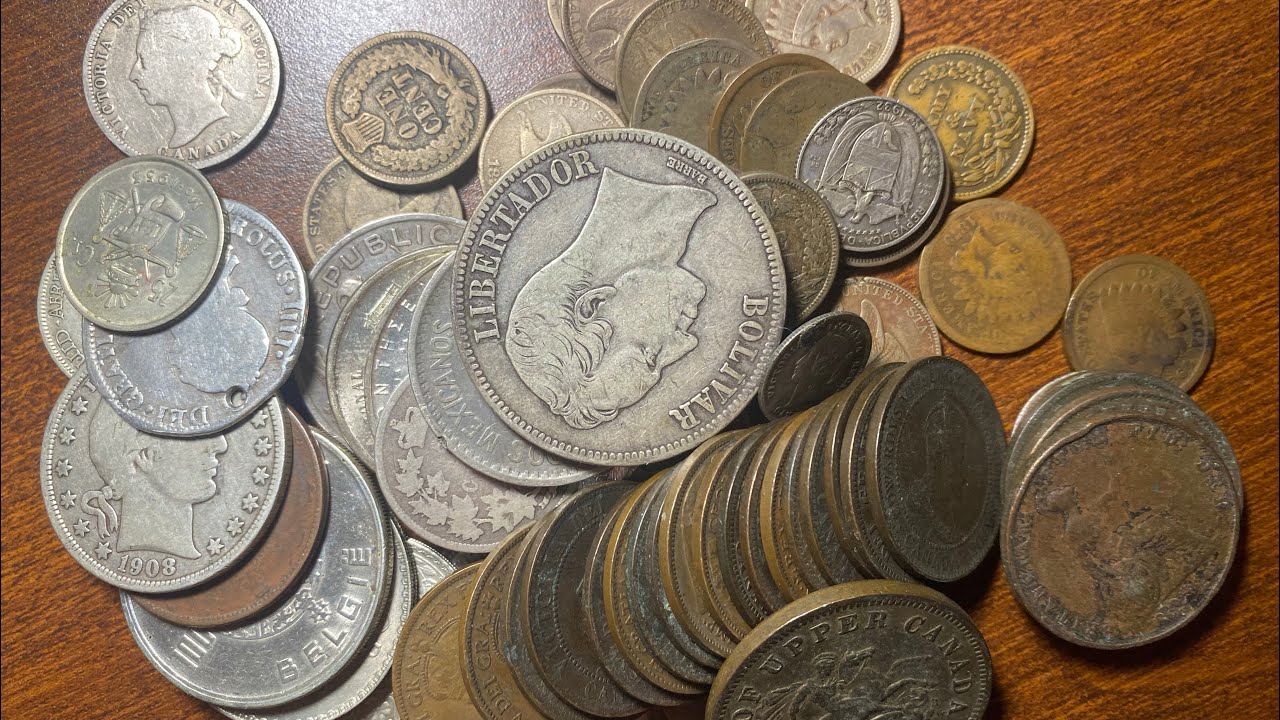 Handful of World Silver, Canada, U.S Flying Eagle Cents and Indian Head ...
