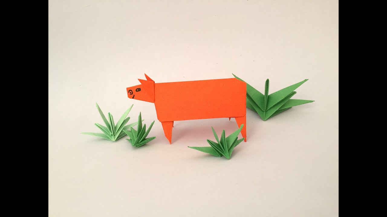 折纸 牛 origami cattle พับกระดาษ ว้ว、종이 접기、折り紙、 оригами、 Paper art DIY ...
