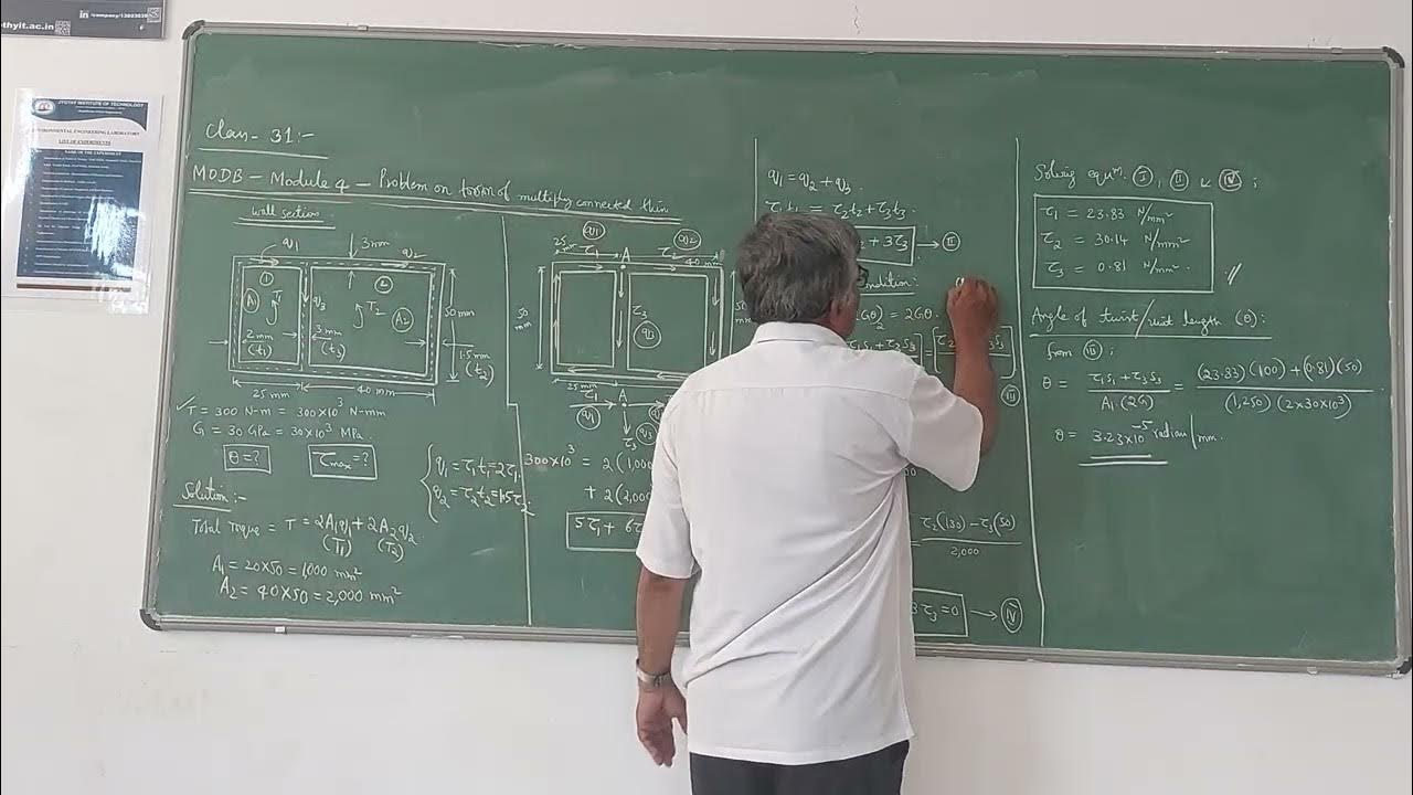 MODB Class 31 Problem on multicell section subjected to torsion - YouTube