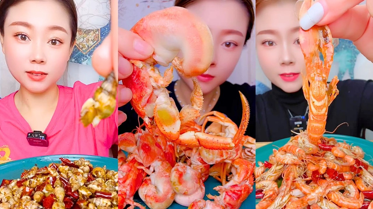 Spicy Sea Snails, Crayfish, and Prawns Seafood Mukbang Plate - YouTube