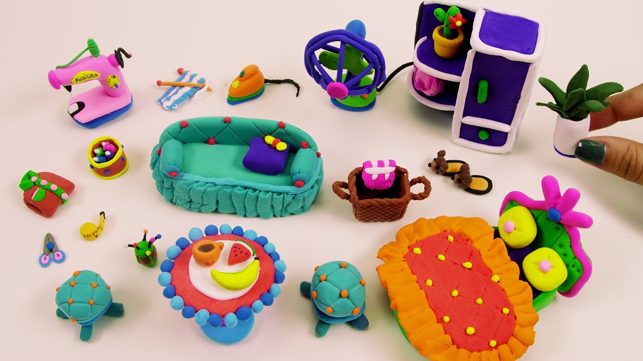 DIY How To Make Polymer Clay Miniature Dollhouse Furniture, Sewing ...