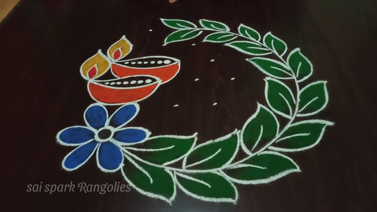simple and easy peacock rangoli | deepam rangoli | colorful flower ...