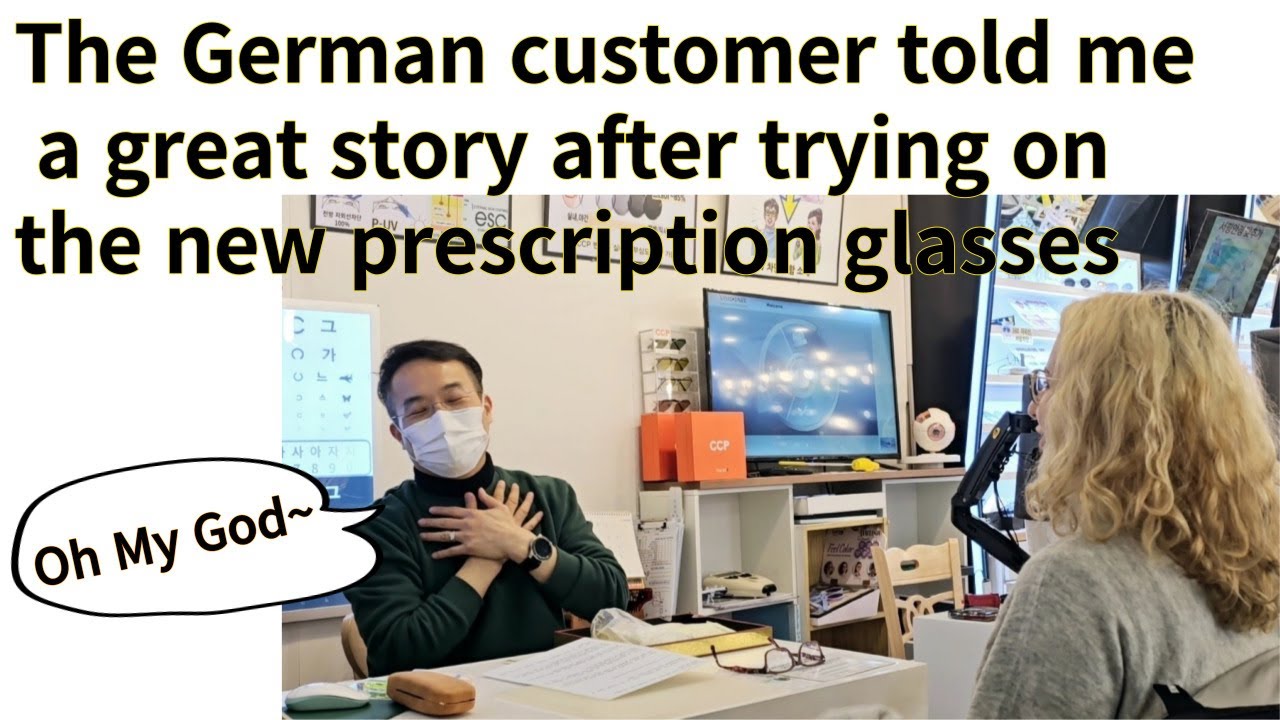 The optician who is doing a precision vision test in English gets a ...