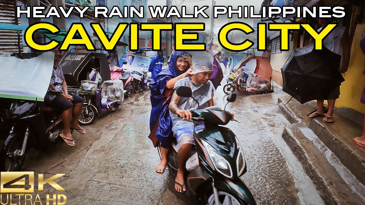 Intense Rainstorm and Strong Winds Walk in Cavite City Philippines [4K ...