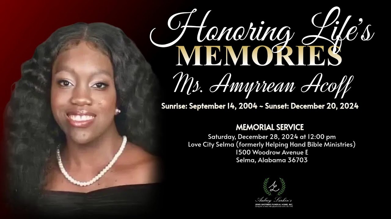 Celebration of Life for Miss. Amyrrean Acoff - YouTube
