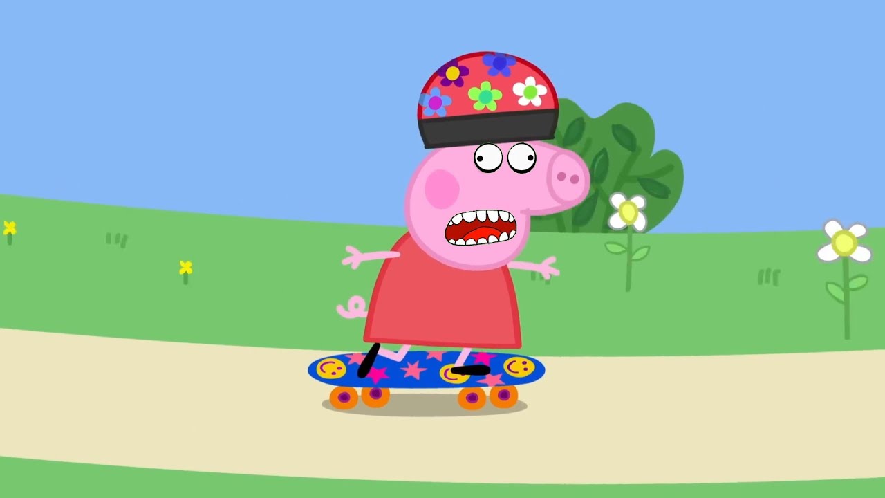 Peppa Pig Tries Skateboard Episode Funny Facial Expressions - YouTube