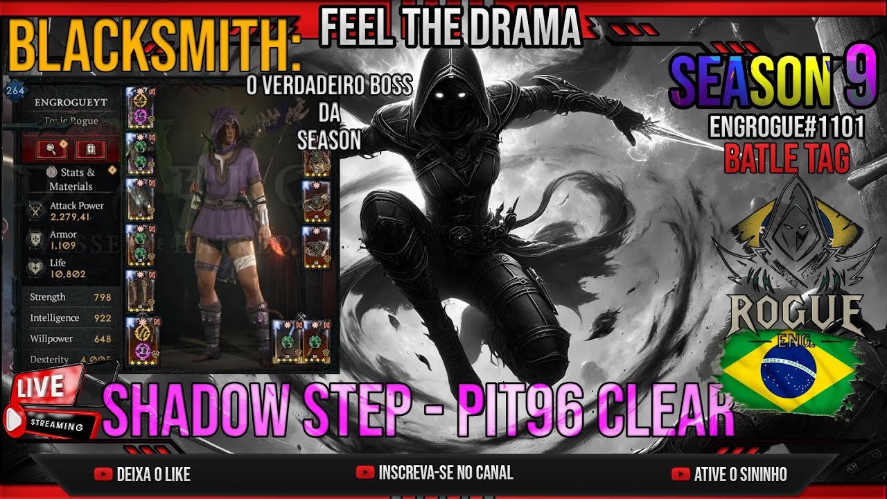 🔥EngRogue | PIT 96 CLEAR - 15min ! | Shadow Step Season 9 | Diablo IV ...