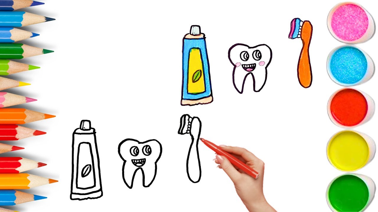 How To Draw cute toothpaste Drawing, Painting & Coloring For Kids and ...