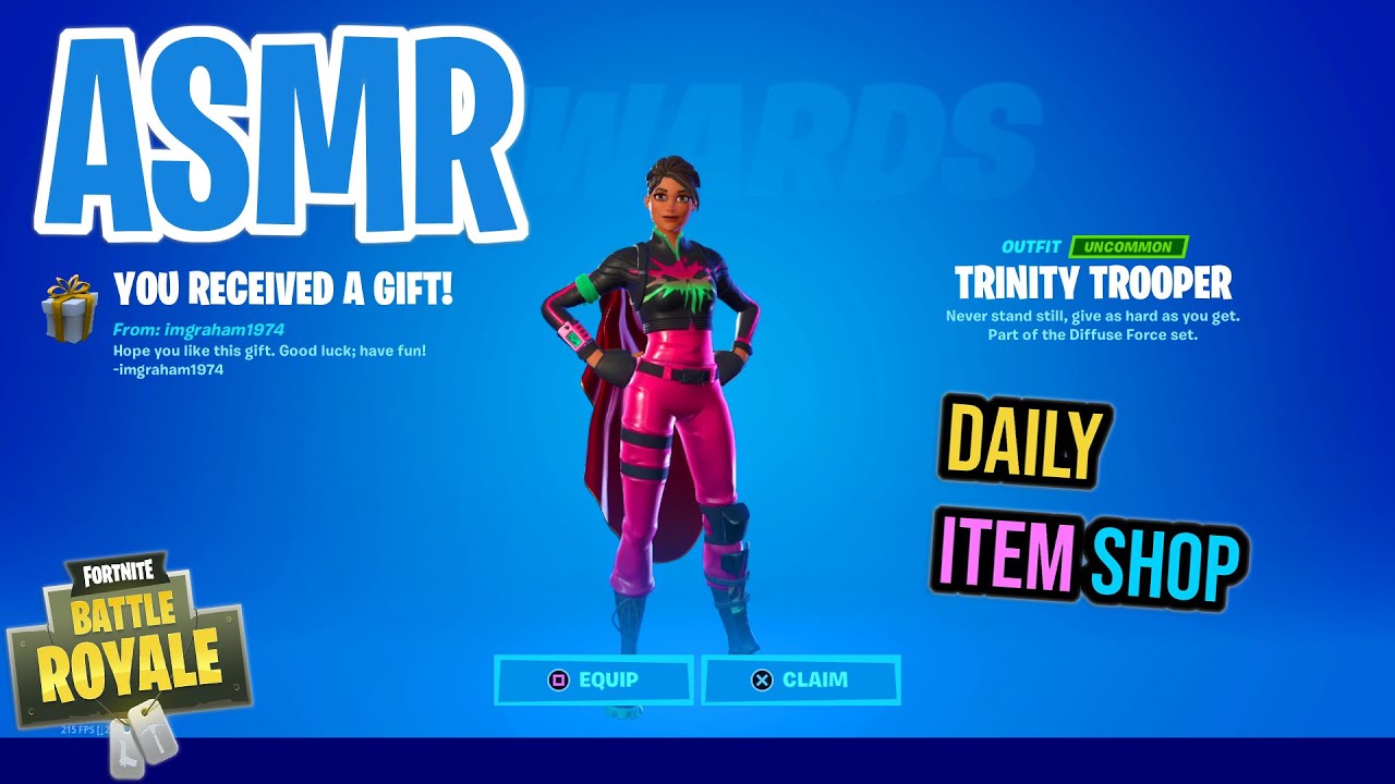 ASMR Fortnite NEW Trinity Trooper Skin Gift! Daily Item Shop Update 🎮🎧 ...