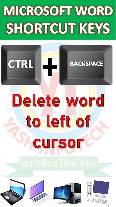 Ctrl + Backspace – Delete word to left of cursor, MICROSOFT WORD SHORTCUT KEYS - YouTube
