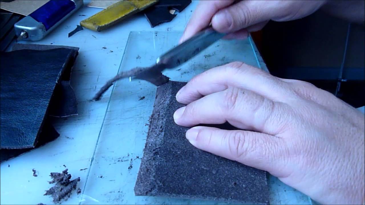 desbaste a mano de cuero - YouTube
