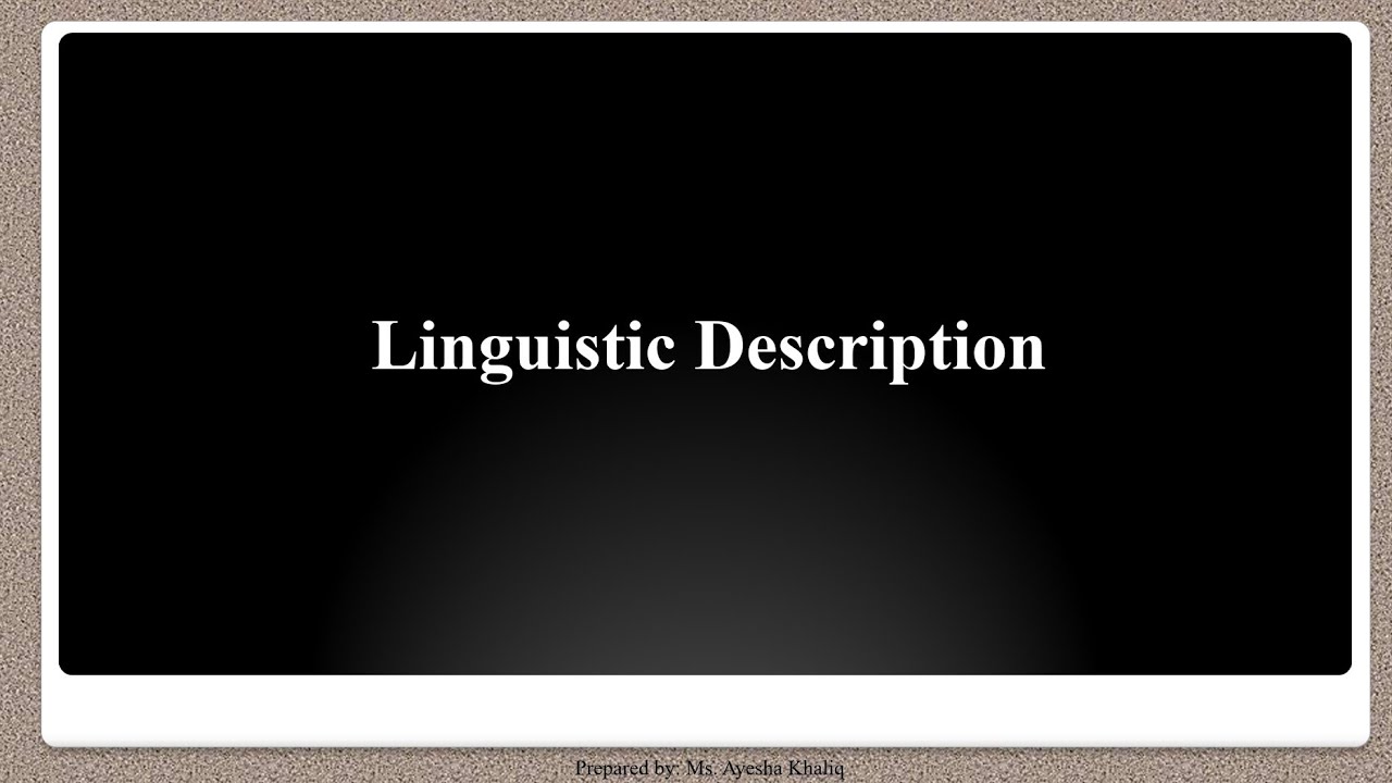 Linguistic Description at Phonological Level - YouTube