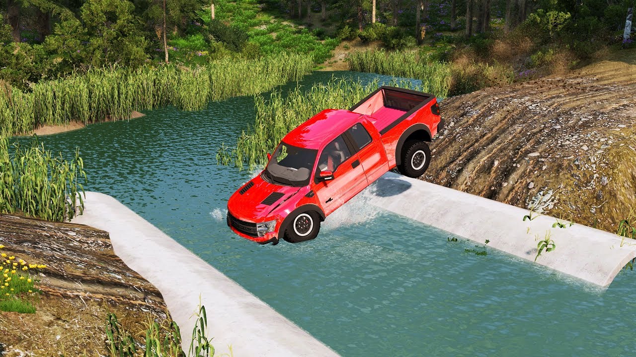 CARS VS WATER PUDDLE | BeamNG Drive #4 - YouTube