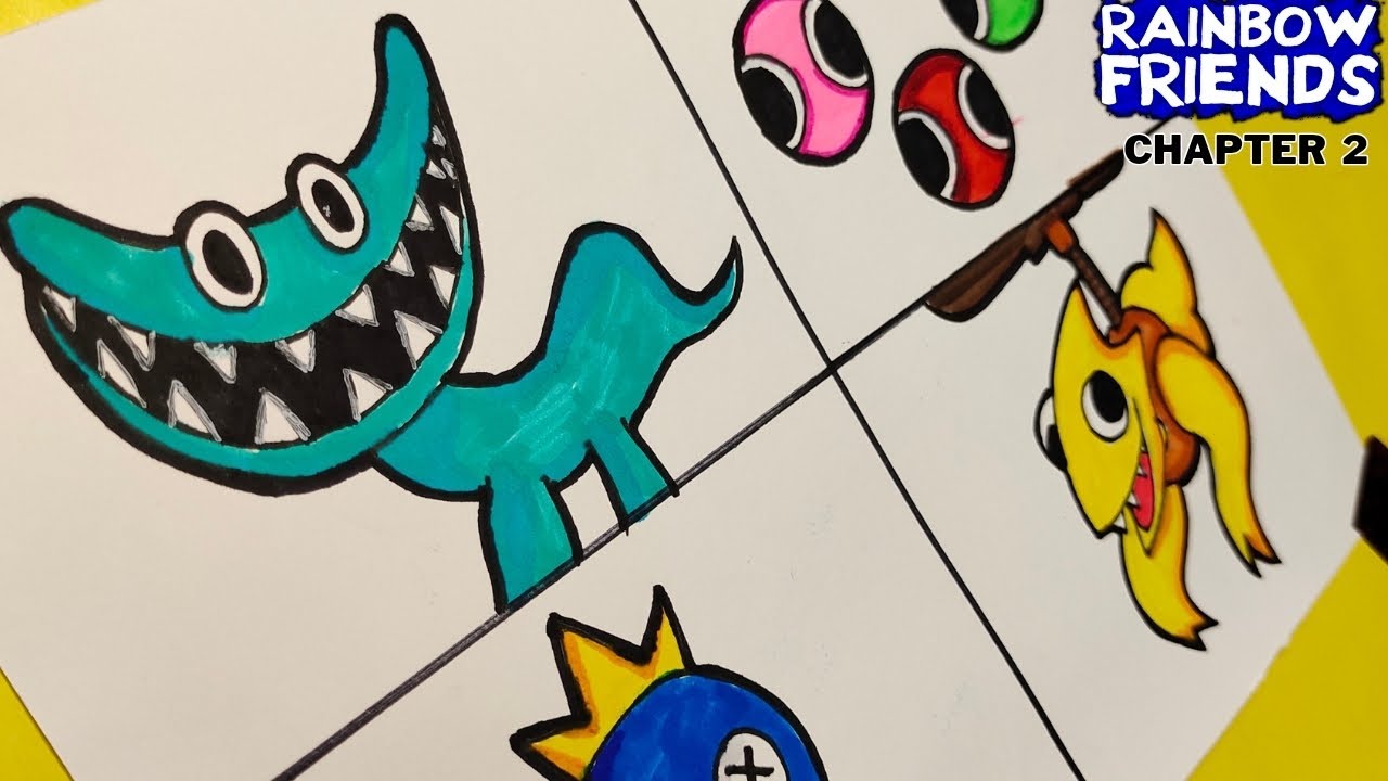 Drawing RAINBOW FRIENDS 2 ROBLOX (Cyan,Lookies,Yellow & Blue) CARTOON ...