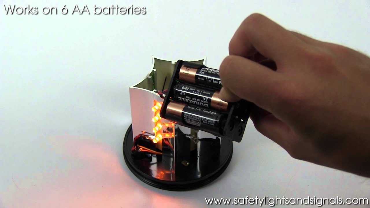 Rotating LED Beacon, Battery Operated, Remote Control, Amber - YouTube
